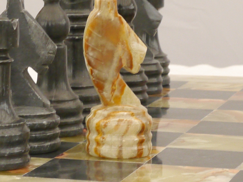 Beautiful Light and Black Marble Chess Set with superb heavy marble ...