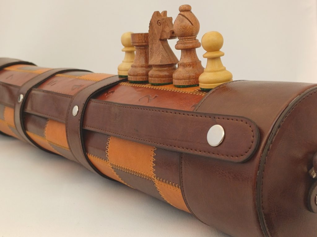 Thick LEATHER Chess Set (draughts and backgammon included) - ChessBaron ...