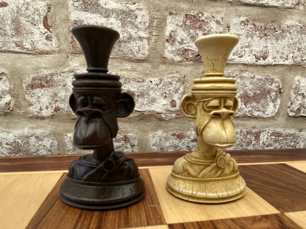 The Bored Ape Yacht Club Chess Set in White and Brown - ChessBaron ...