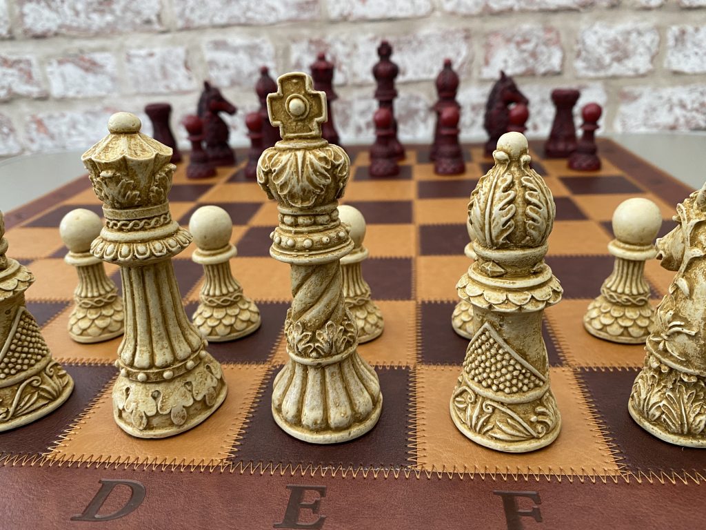 Berkeley Chess Ornate Staunton - RED - ChessBaron Chess Sets - 01278 426100
